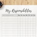 Printable Responsibility Chart My Responsibilities Daily to Do - Etsy