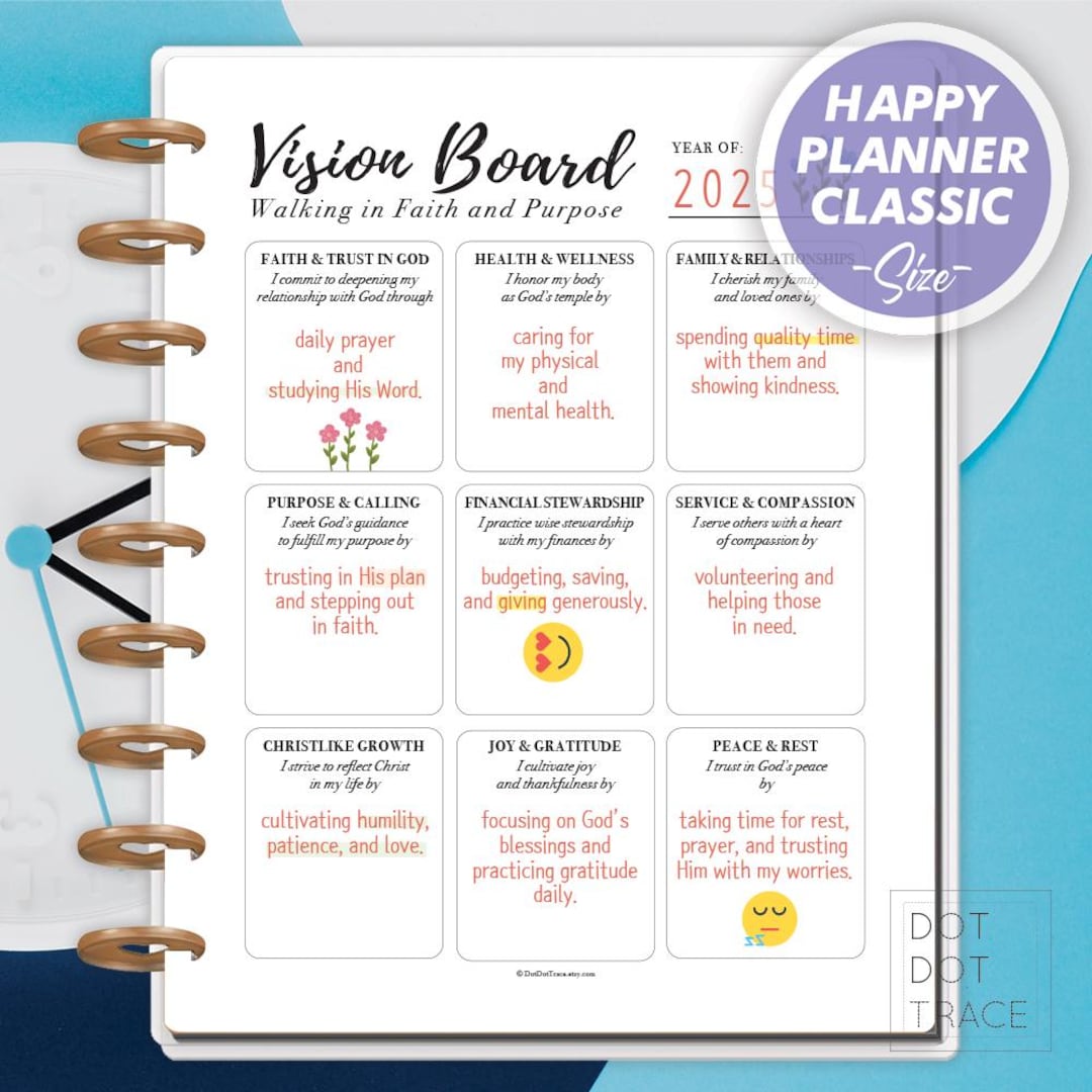 Christian Vision Board Printable: Goal Planner (happy Planner Classic ...