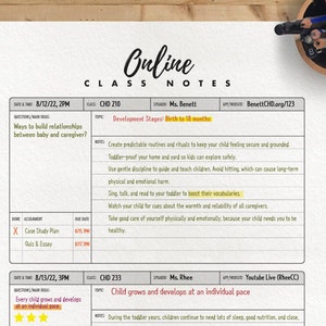 Printable Online Class Notes Lecture Notes Class Note Templates Study ...