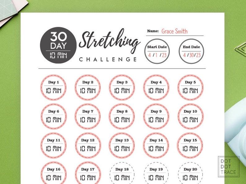 Printable 30 Day 10 Min Stretching Challenge Stretch Your Body for 30 ...