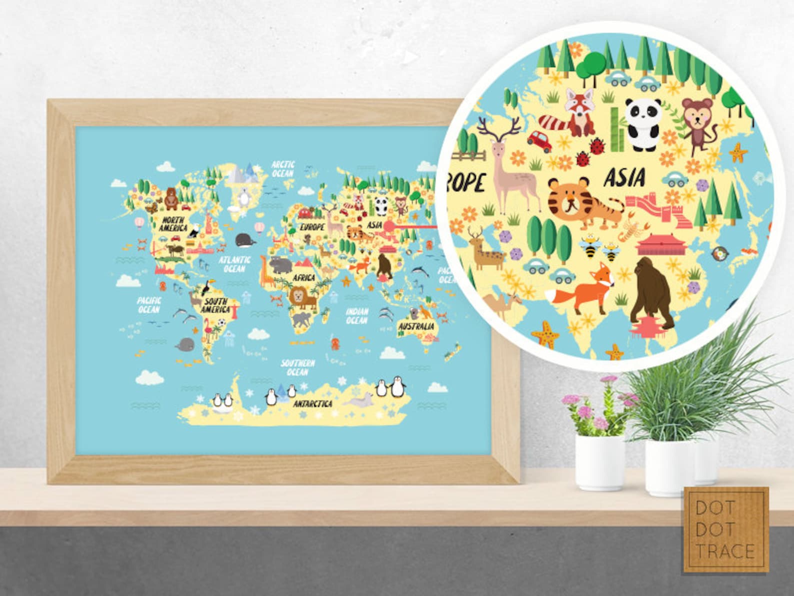 World Map for Kids Kid's World Map Kid's Animal World - Etsy