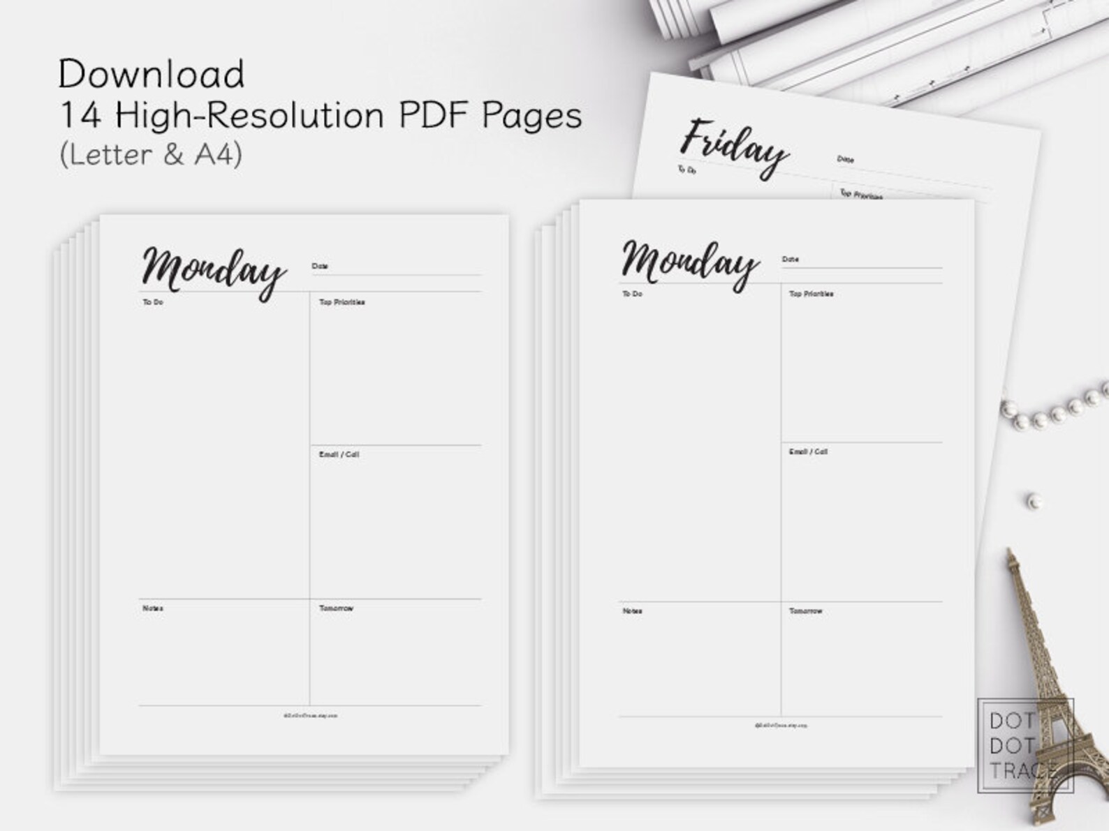 Printable Minimal 7 Day Planner Daily Planner Day Planner Work - Etsy