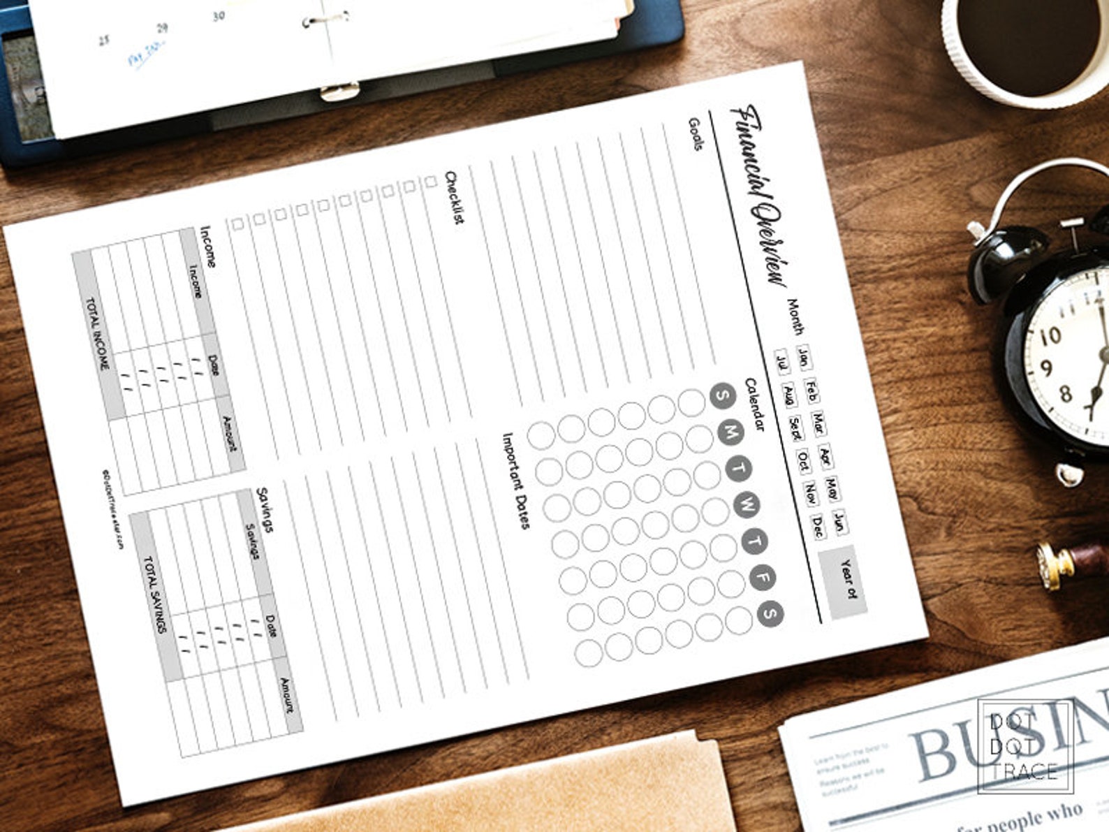 Printable Monthly Financial Overview: Budget Planner (JPG Digital ...