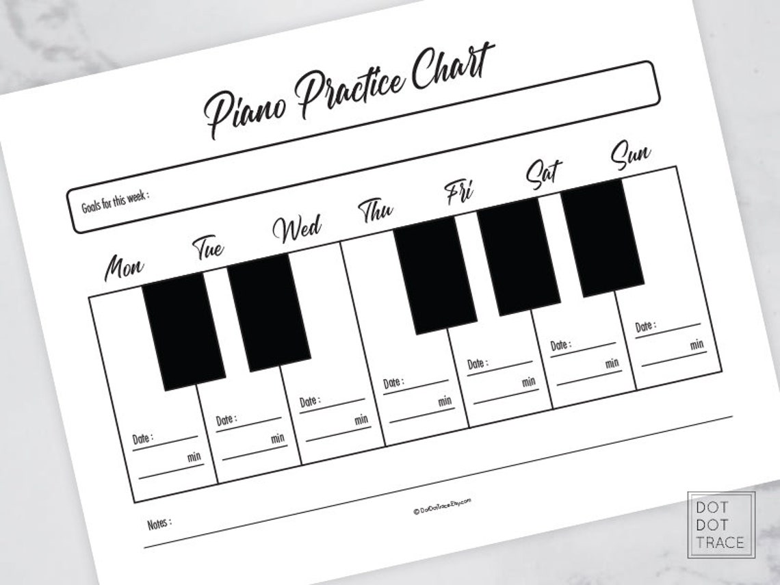 Printable Weekly Piano Practice Chart Piano Practice Log Piano - Etsy