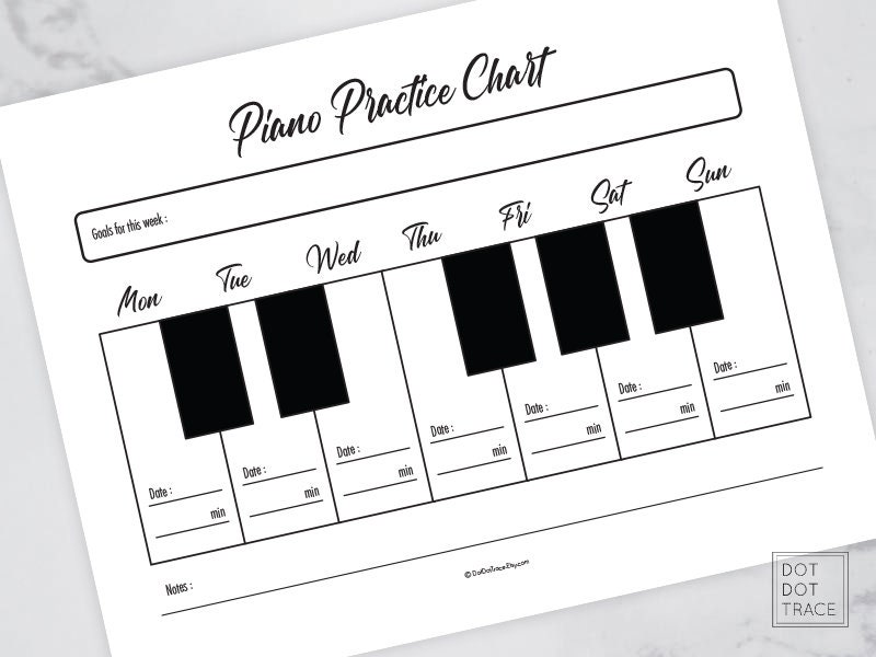 Printable Weekly Piano Practice Chart Piano Practice Log Piano - Etsy