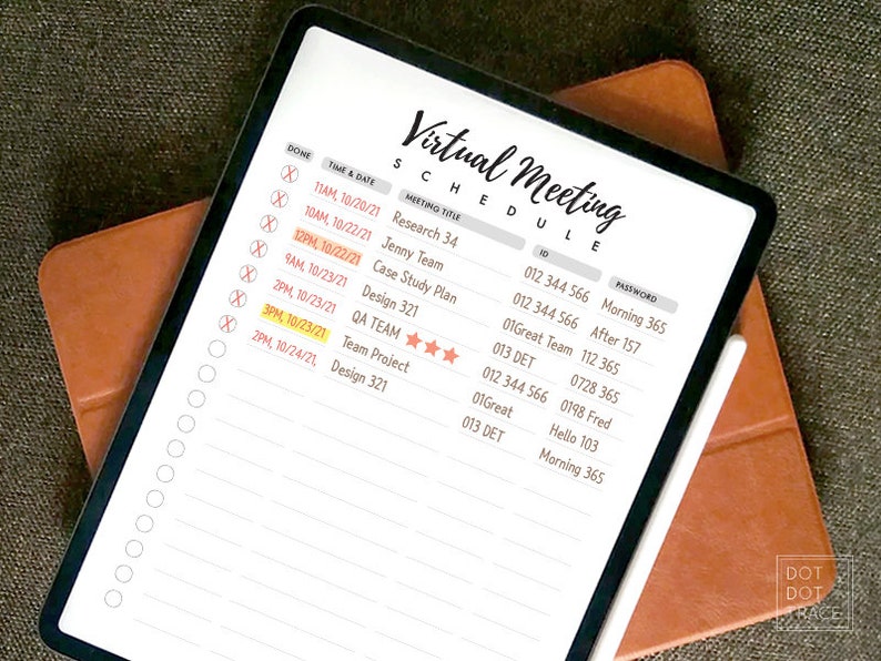 Printable Virtual Meeting Schedule Template Online Meeting Scheduler ...