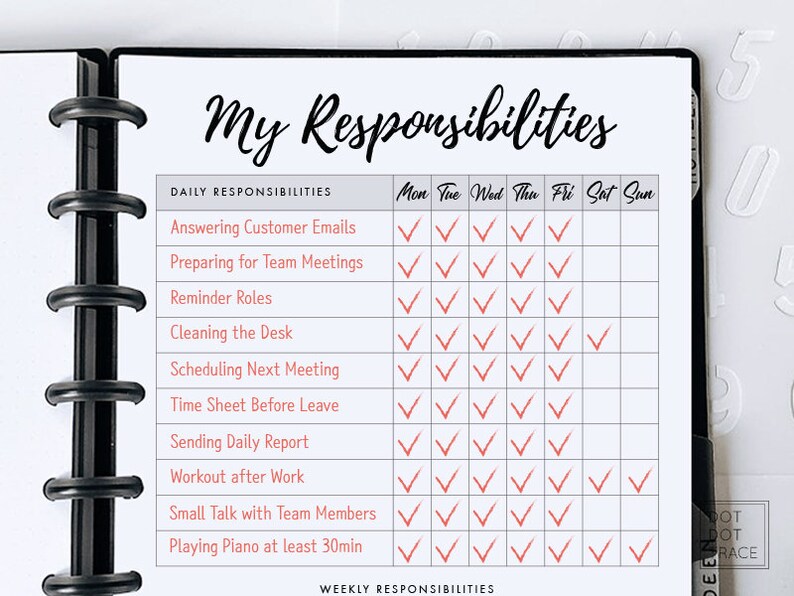 Printable Responsibility Chart My Responsibilities Daily - Etsy