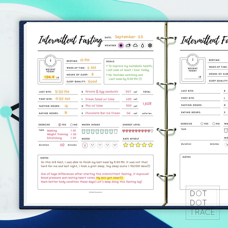 Printable Daily Intermittent Fasting Tracker Intermittent Fasting Log ...