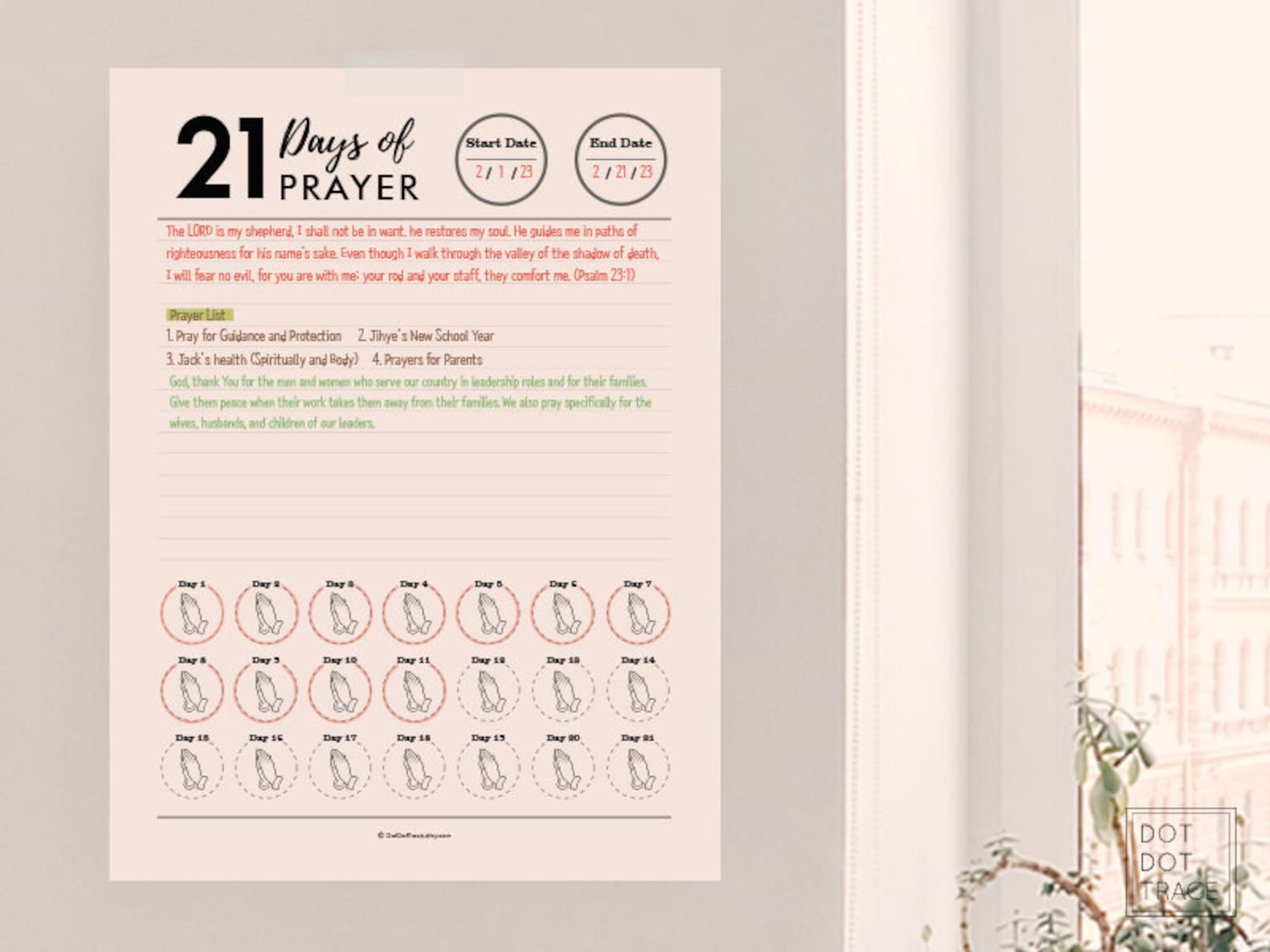 Printable 21 Days of Prayer Template 21 Days of Prayer Log Daniel ...