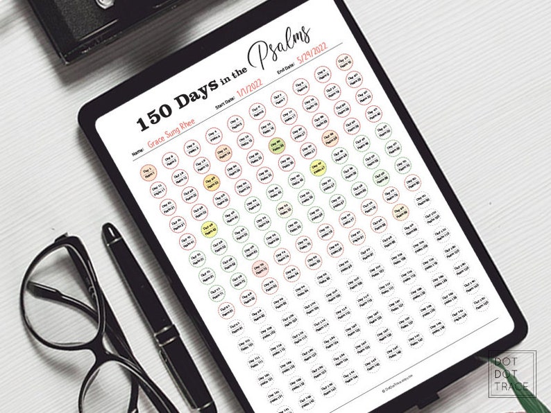 150 Days in the Psalms Bible Reading Log Writing Psalms Tracker 150 Day ...