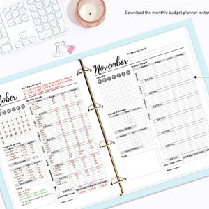 Printable 12 Month Budget Planner Expense Tracker Finance Planner ...