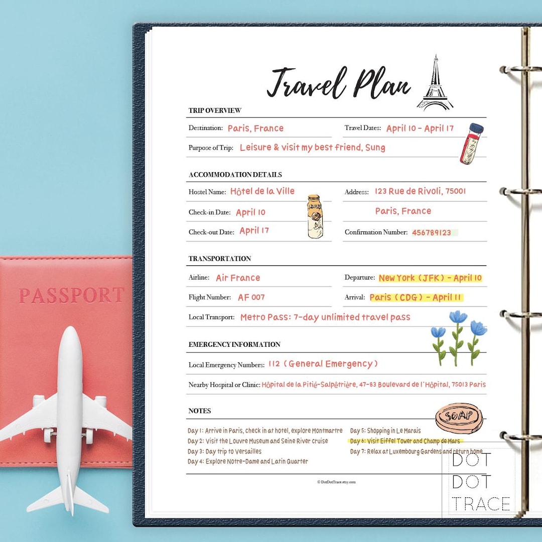 Printable Ultimate Travel Planner One-page Travel Organizer for Trip ...