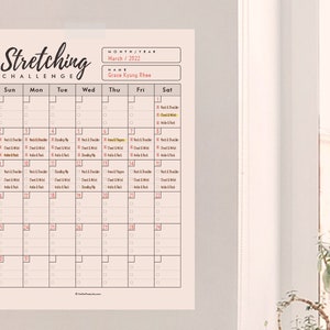 Printable Monthly Stretching Challenge: Flexibility Tracker (JPG ...