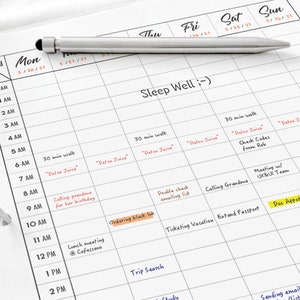Monday Start Printable Weekly Scheduler Weekly Planner 7 Day Planner ...