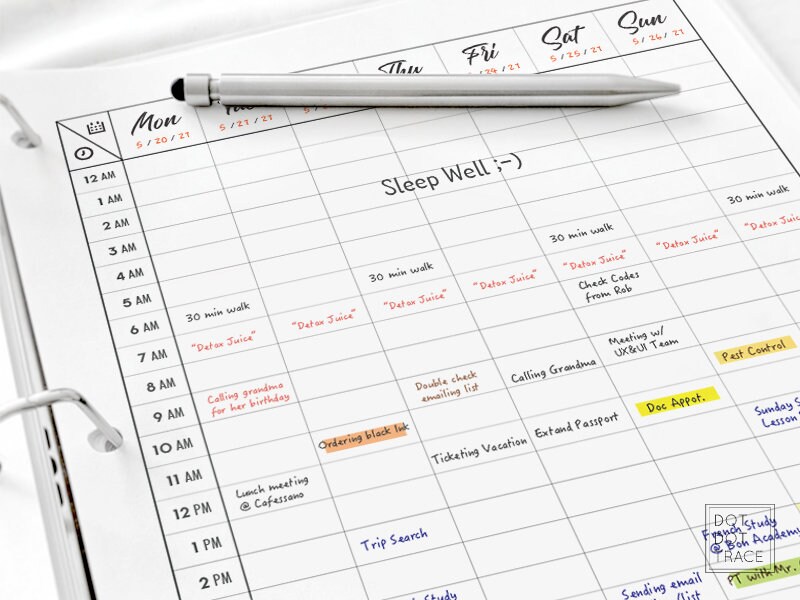 Monday Start Printable Weekly Scheduler Weekly Planner 7 Day Planner ...