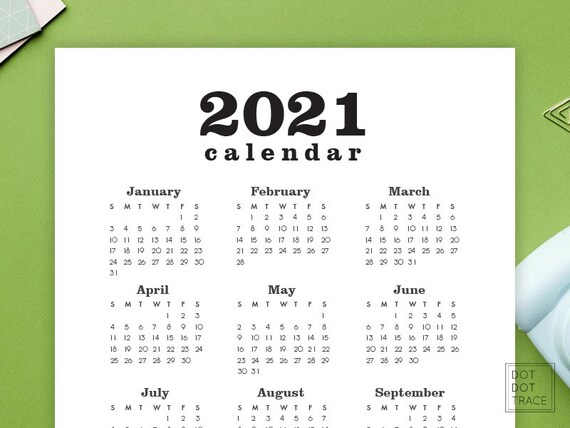 Printable 2021 Calendar New Year Calendar 2021 GoodNotes 2021 | Etsy