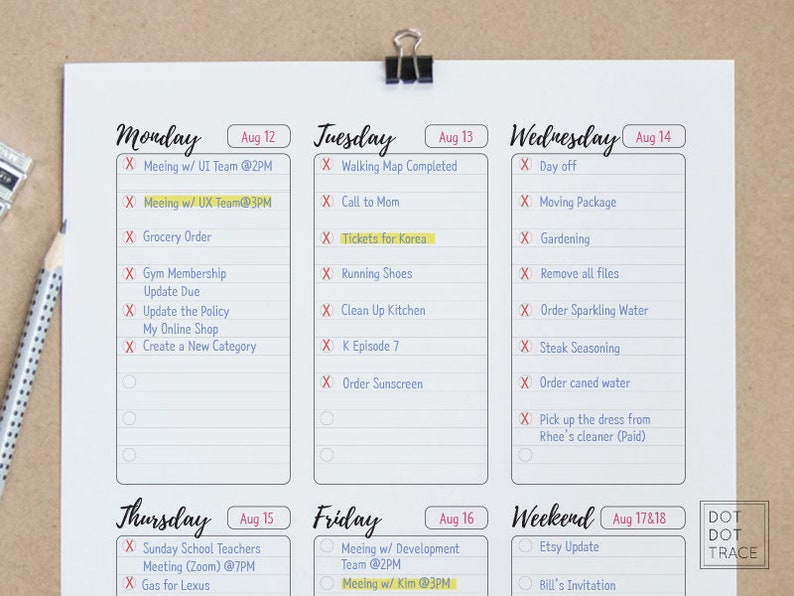 Printable Weekly to Do List Weekly Planner Weekly Task Daily - Etsy