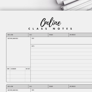 Printable Online Class Notes Lecture Notes Class Note Templates Study ...