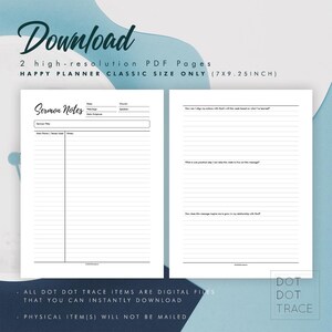 Printable 2-page Sermon Notes Printable With Reflection & Application ...