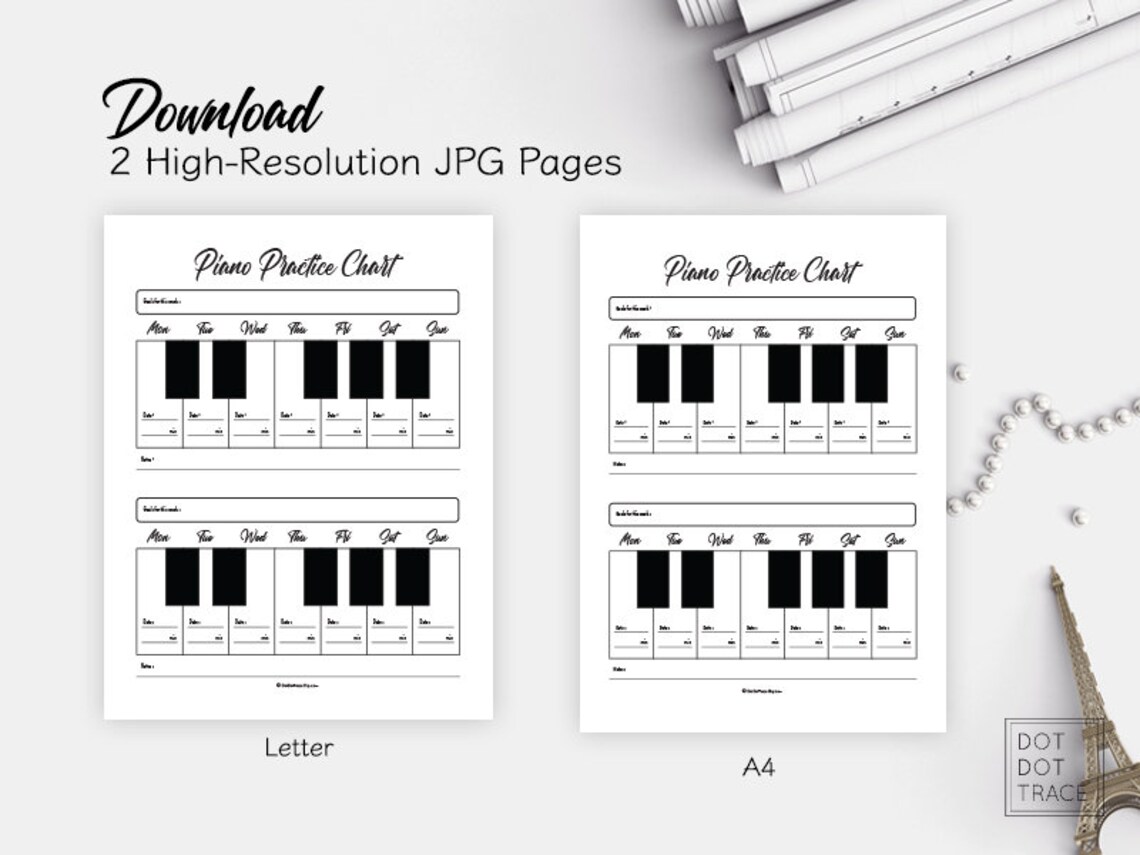 Printable Piano Practice Chart Piano Practice Log Piano - Etsy