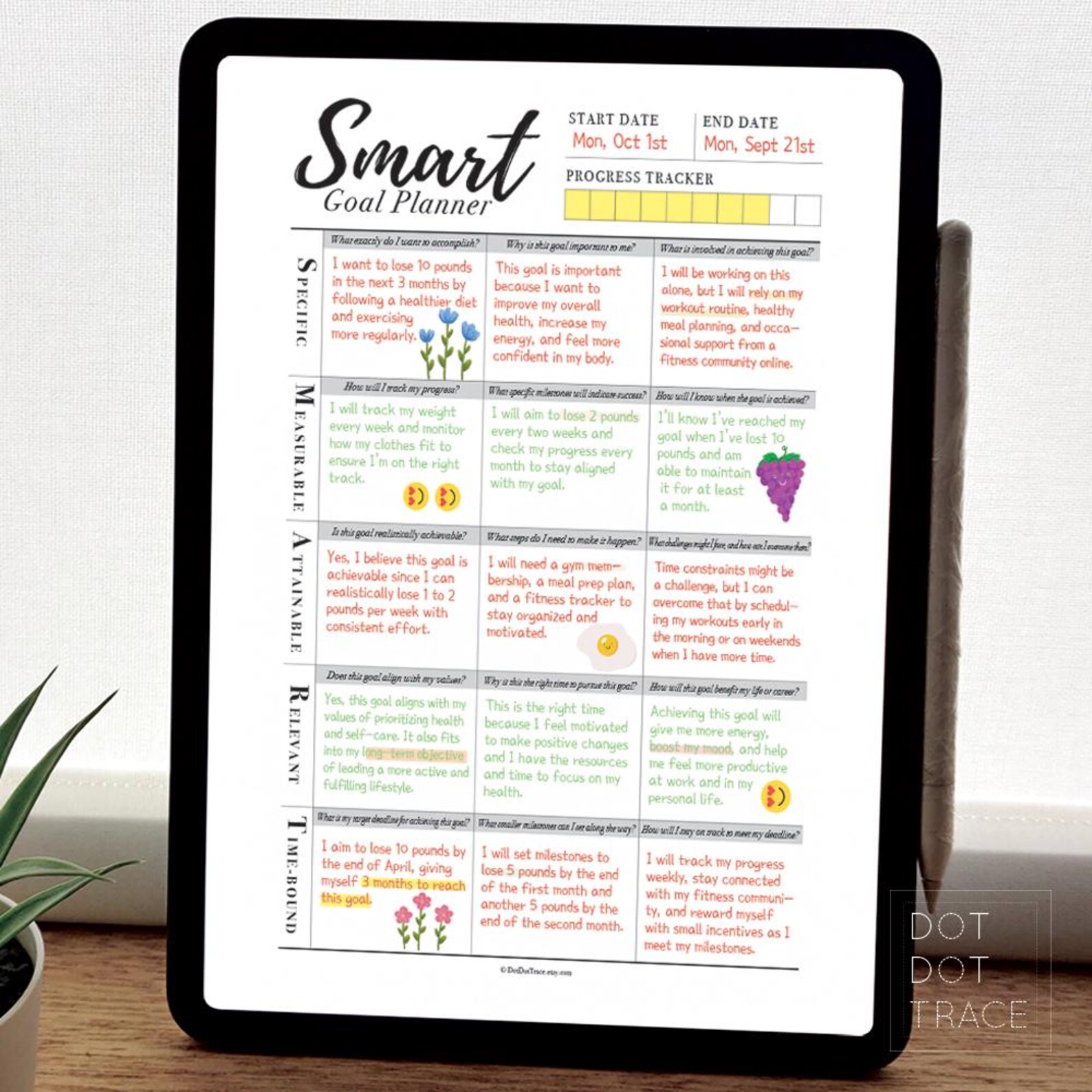 SMART Goal Planner Template: Printable Goal Setting Worksheet (PDF) - Etsy