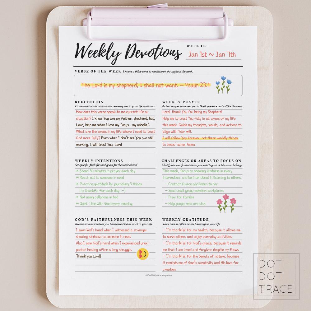 Weekly Devotions Printable: Classic Happy Planner Size (PDF) - Etsy