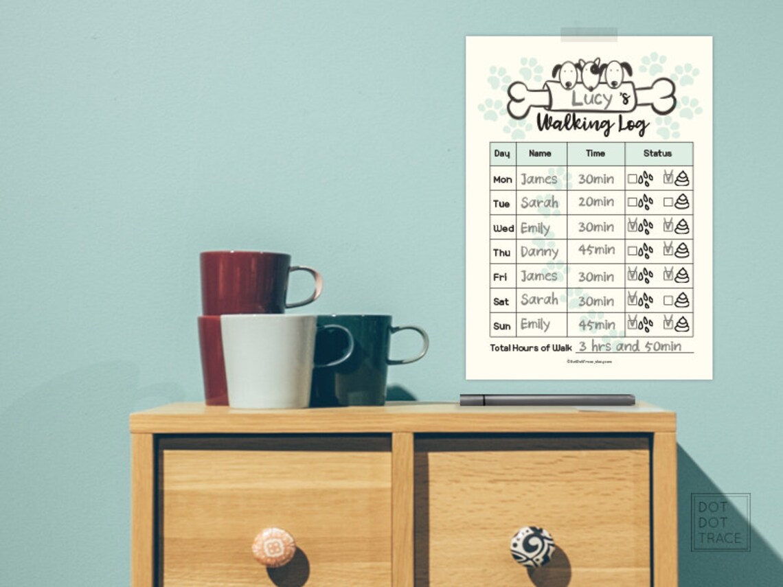 Printable Dog Walking Log Printable Family Dog Waking Schedule | Etsy