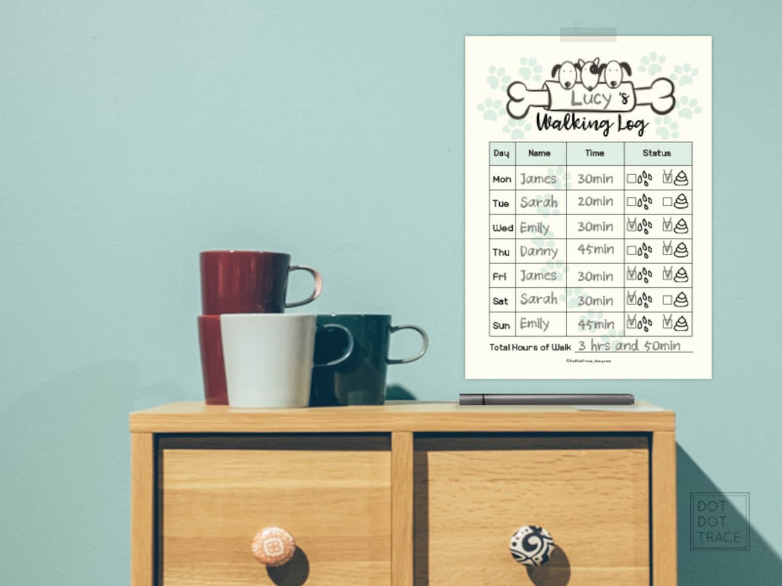 Printable Dog Walking Log Printable Family Dog Waking Schedule Pet ...