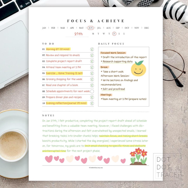 Printable Focus & Achieve Daily to Do List Productive Planner ...