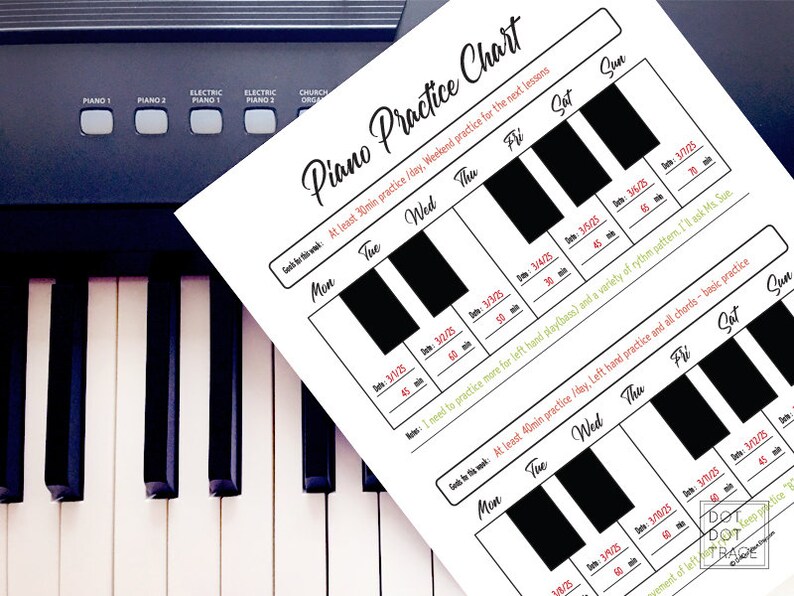 Printable Piano Practice Chart Piano Practice Log Piano Practice ...