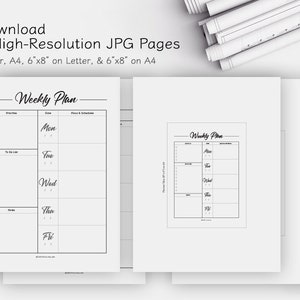 Printable 5 Work Day Planner 5 Day Planner Weekly Planner Daily Planner ...