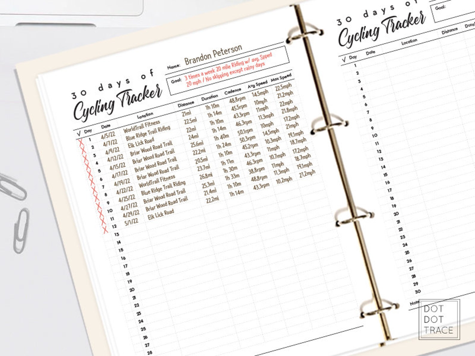 Printable 30 Days of Cycling Tracker Cycling Log Bike Riding Log ...