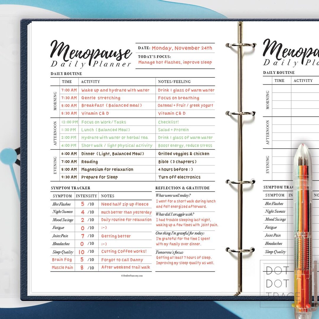 Printable Menopause Daily Planner Symptom Tracker for Women Manage ...