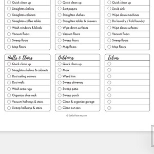 Printable House Cleaning Checklist (letter and A4) Home Clean up Chart ...