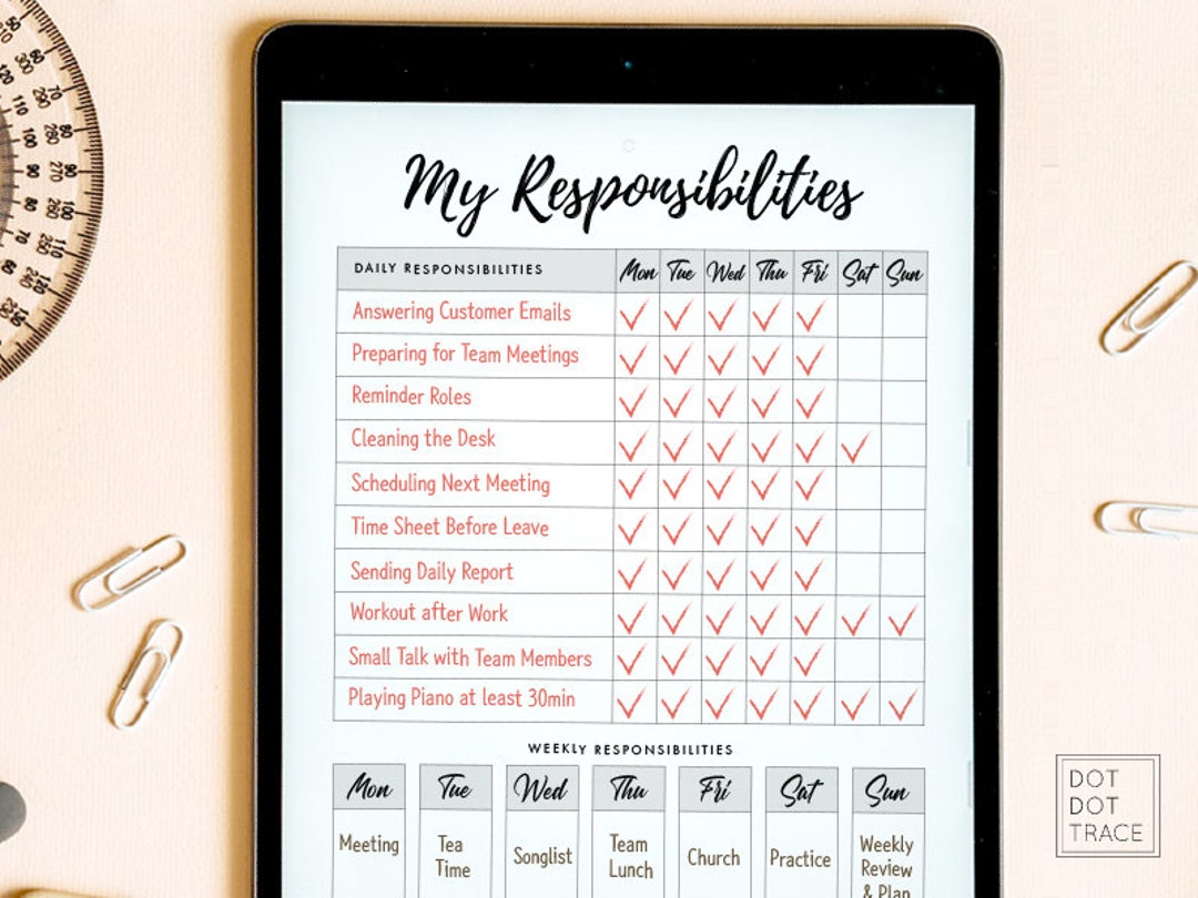 Printable Responsibility Chart My Responsibilities Daily to Do List ...