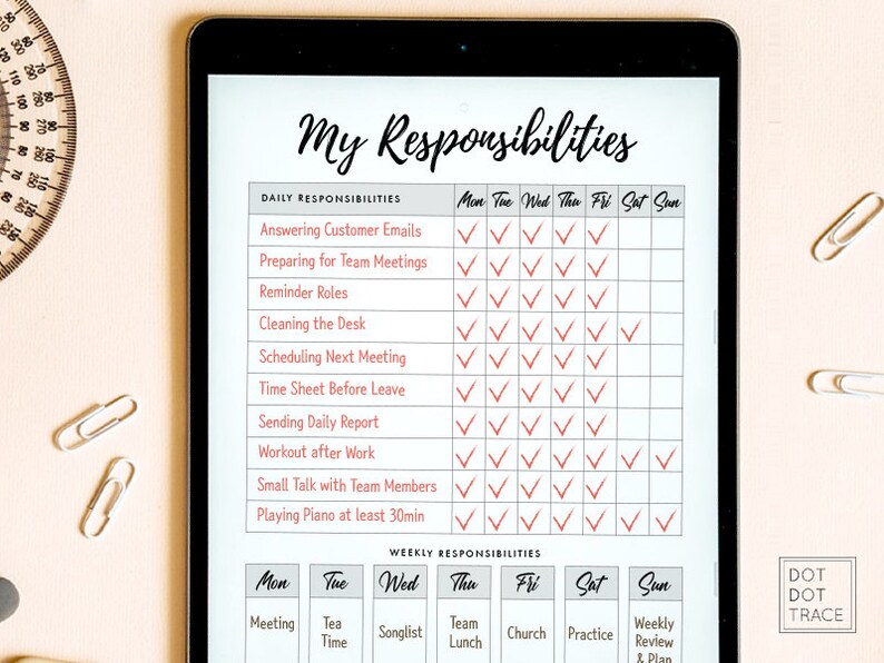 Printable Responsibility Chart My Responsibilities Daily to Do - Etsy
