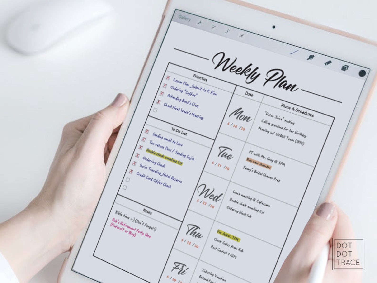 Printable 5 Work Day Planner 5 Day Planner Weekly Planner | Etsy