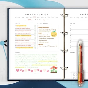 Printable Focus & Achieve Daily to Do List Productive Planner ...