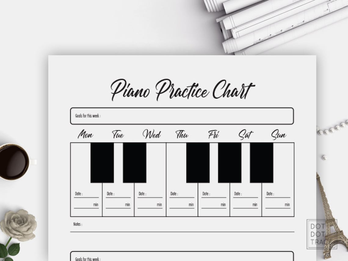 Printable Piano Practice Chart Piano Practice Log Piano - Etsy