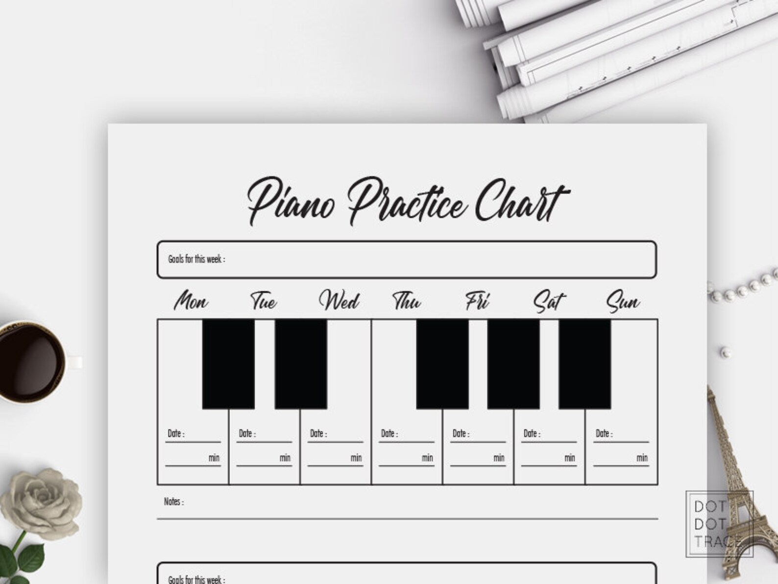 Printable Piano Practice Chart Piano Practice Log Piano - Etsy