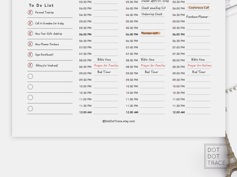 Printable 30 Min Intervals 2 Page Weekly Planner 7 Day Planner | Etsy
