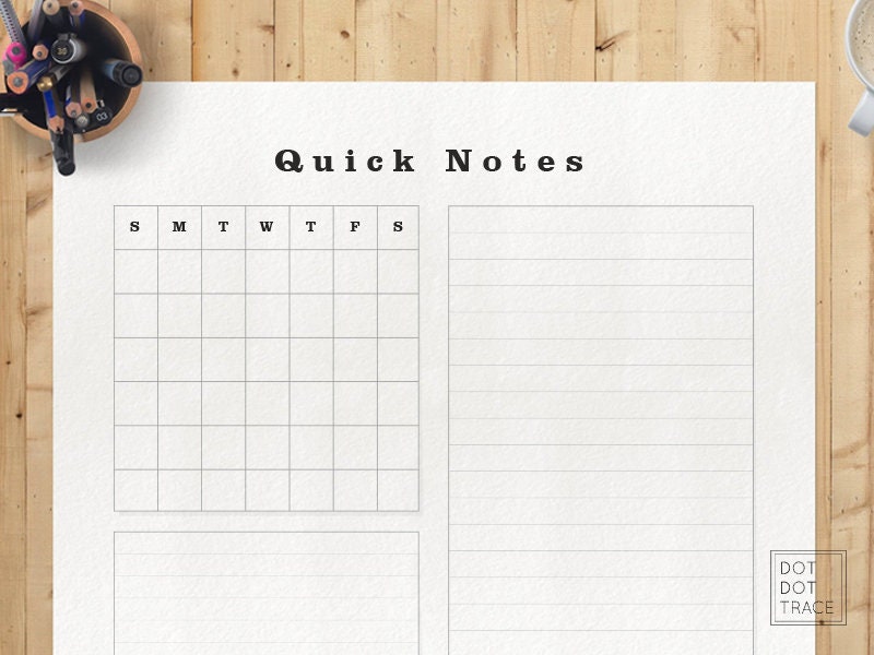 Printable Quick Notes Templates Essential Quick Notes Template - Etsy