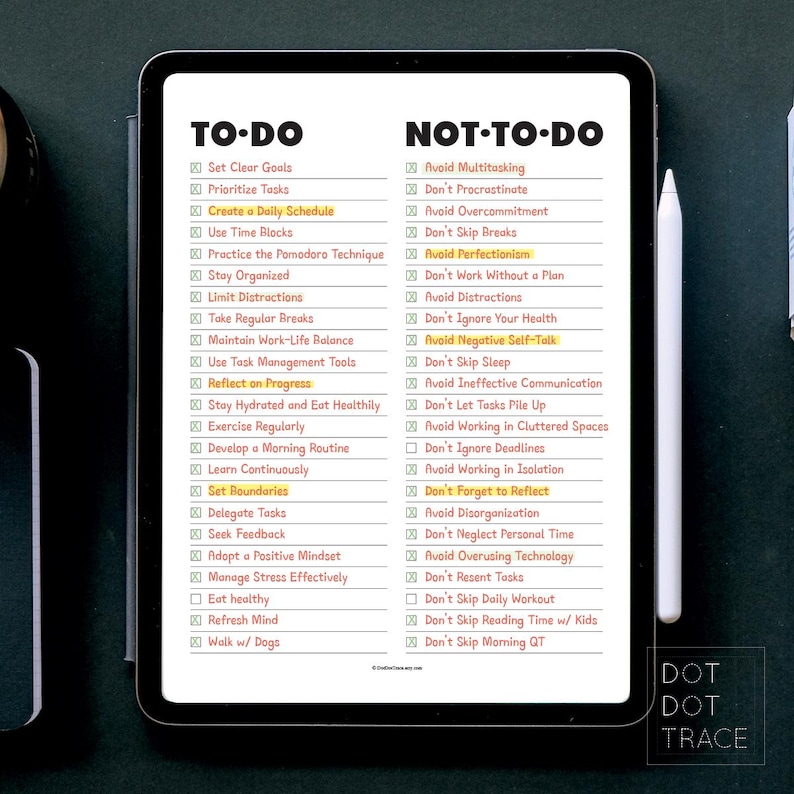 Printable To-do & Not-to-do List: Productive Planner (PDF) - Etsy
