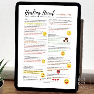 Printable Healing Heart_daily Mental Wellness Planner Daily Journal for ...