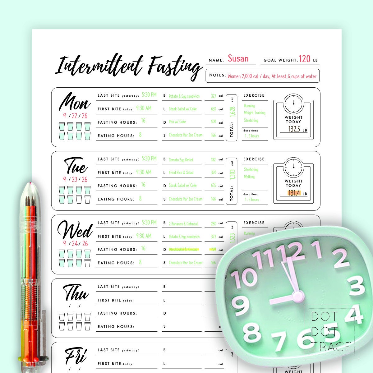 Printable 5-day Intermittent Fasting Tracker (PDF) - Etsy