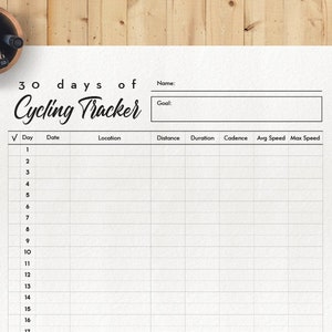 Printable 30 Days of Cycling Tracker Cycling Log Bike Riding Log ...