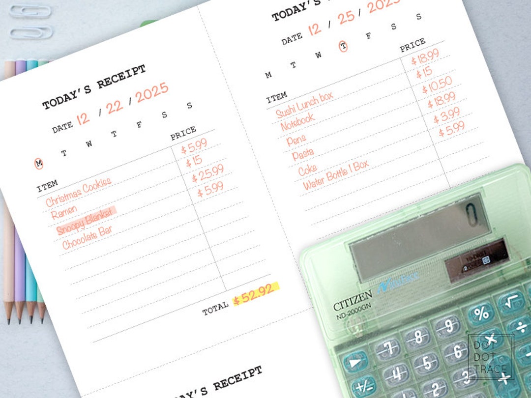 Printable Today’s Receipt 4 Pages of Today’s Receipt on Letter & A4 ...