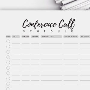 Printable Conference Call Schedule Template (letter & A4) (JPG Download ...