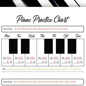 Printable Piano Practice Chart Piano Practice Log Piano Practice ...