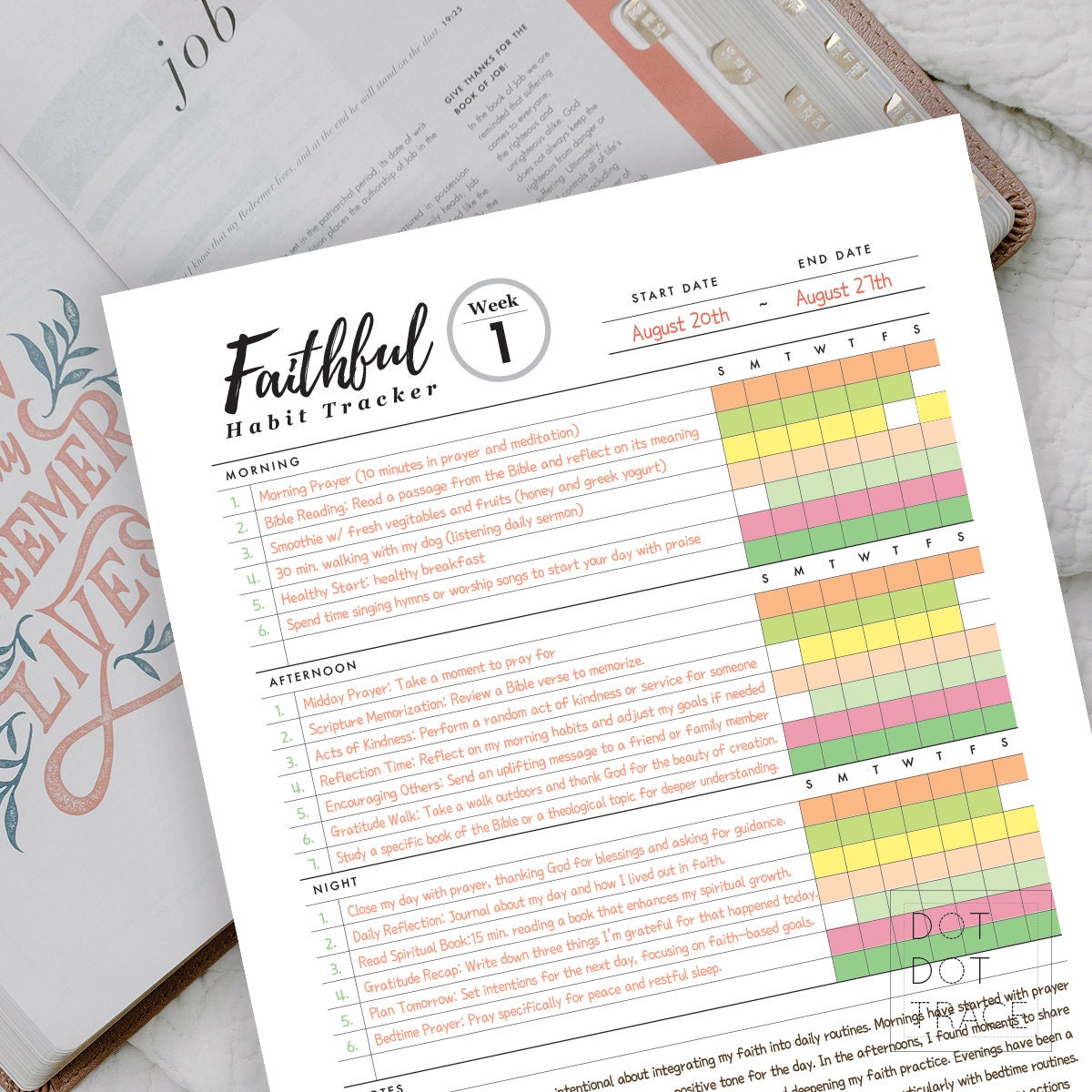 Printable 5 Week Faithful Habit Tracker Monthly Spiritual Growth ...